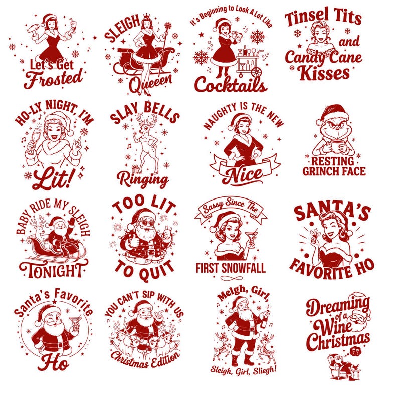 Snarky Christmas Svg Bundle, Sarcastic Santa Claus Svg, Funny Christmas ...