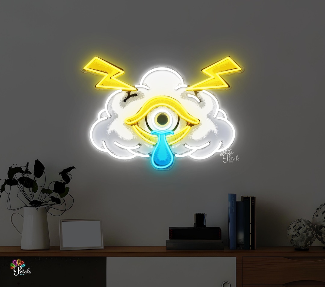 Crying Eye Neon Sign – LED Pop Art, Trippy Cloud Lightning, Cafe & Home ...