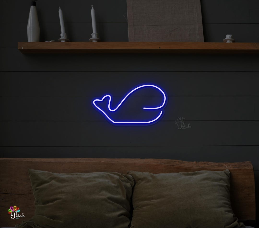 Whale Wall Light Neon Sign, Sea Life Room Decor, Ocean-themed Wall Art ...
