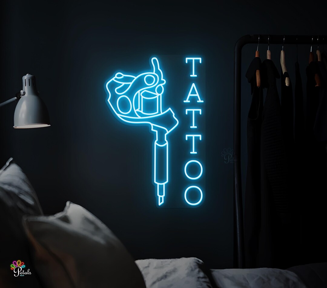 Neon Tattoo Machine Light, Studio Wall Decor, Artist Room LED Lamp ...