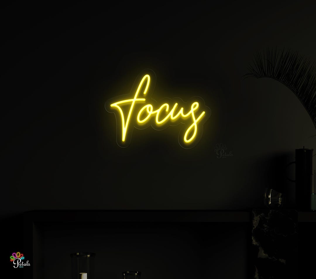 Focus Neon Sign, Focus LED Light, Gym Wall Art, Shop Led Sign, Study ...