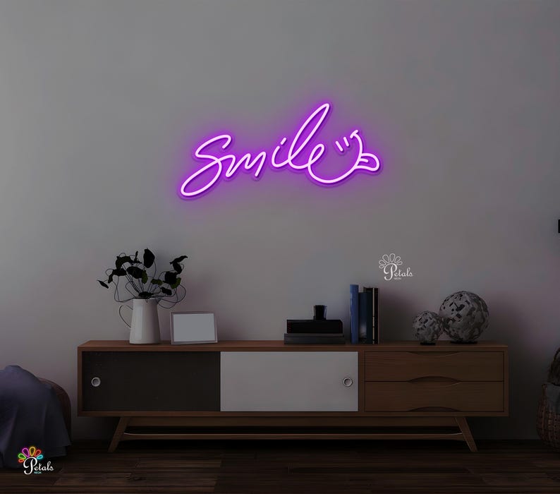 Smile Neon Sign With Tongue Out – LED Wall Art, Kids Room or Wall Decor ...