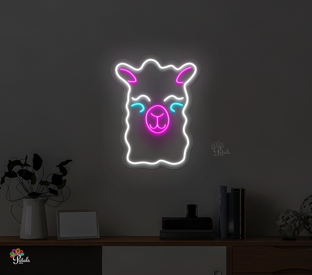 Alpaca Neon Sign, Cute Alpaca LED Light, Animal Shop Wall Decor, Llama ...