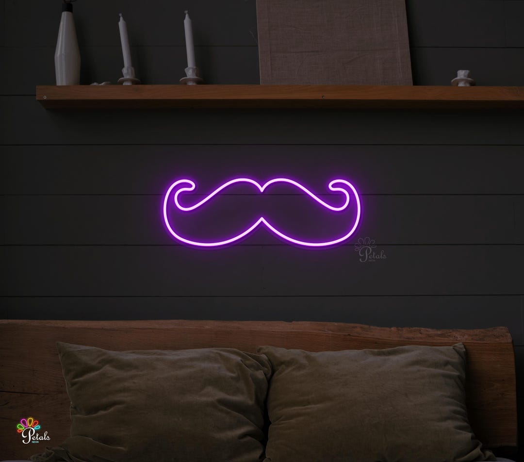 Mustache Neon Sign - LED Wall Art for Barbershop or Grooming Room - Etsy