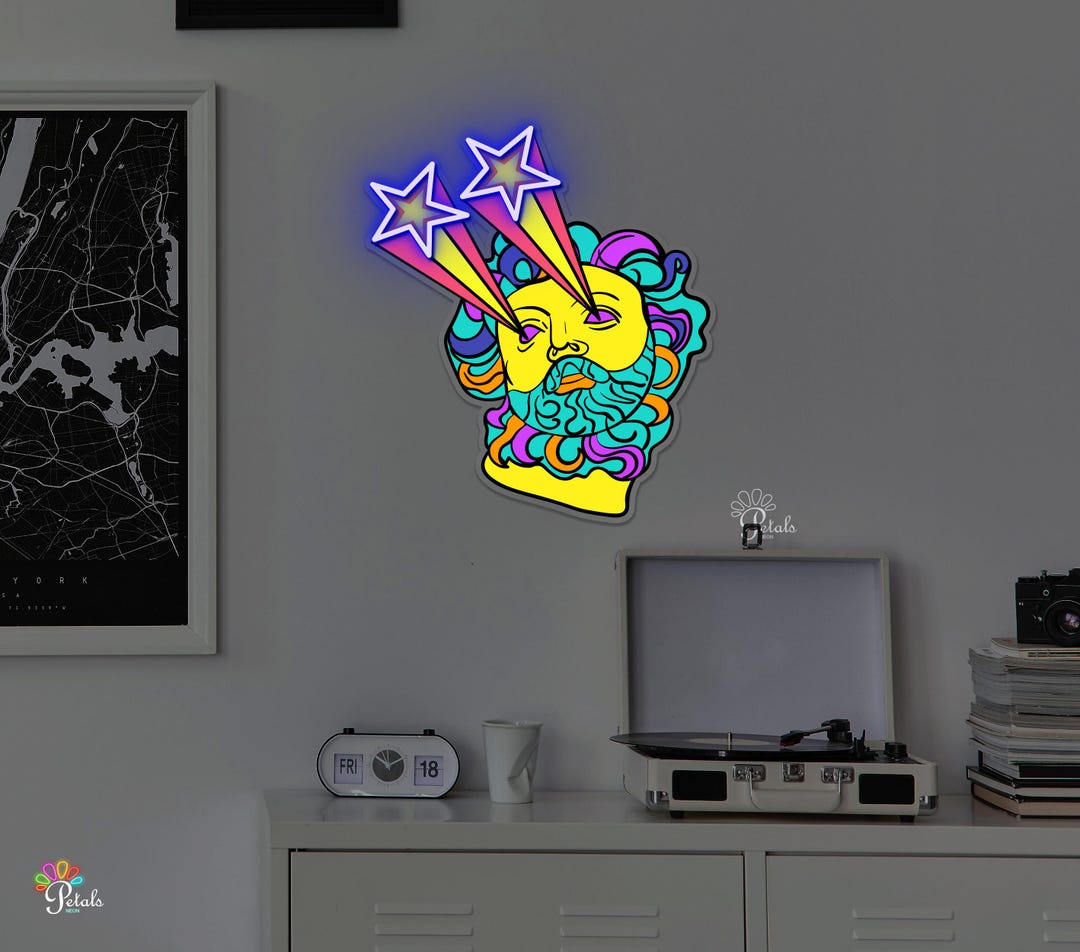 Psychedelic Bust Neon Sign – LED Wall Art, Pop Art Decor, Home Accent ...