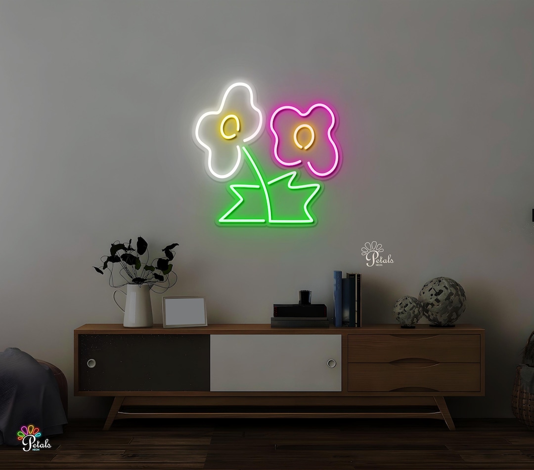Flower Neon Sign – LED Wall Art, Floral Wall Decor for Home or Studio ...