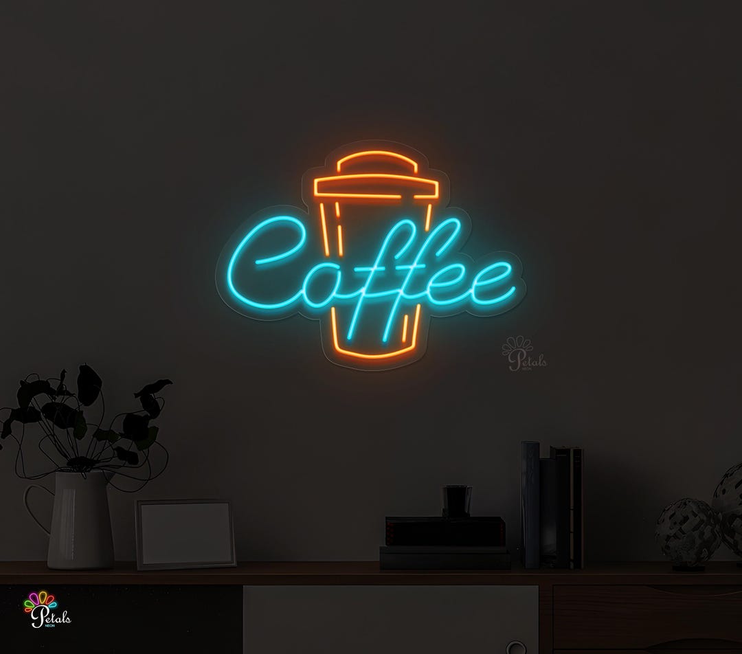 Coffee Cup Neon Sign, Coffee Cup LED Light, Coffee Shop Wall Art, Cafe ...