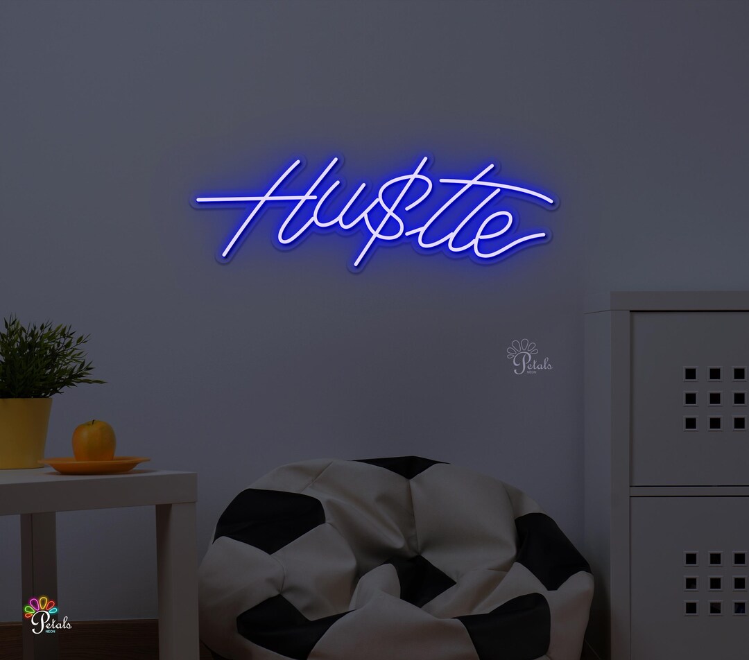 Hustle Neon Sign – Home Office LED Wall Art, Studio or Workspace ...
