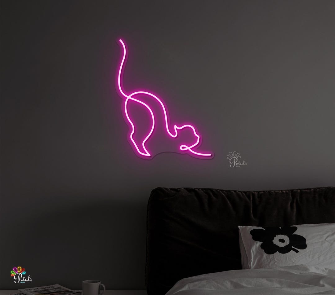 Cat Neon Sign, Wall Art for Pet Shop, Kitty Room Light, Animal Lover ...