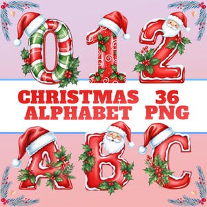 Christmas Santa Hat Alphabet PNG Set, Holiday Clipart (digital Download ...