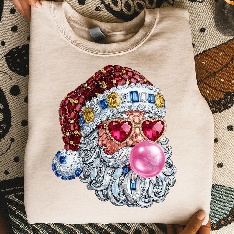 Rhinestone Santa PNG, Glam Christmas Crystal Mosaic Design (digital ...