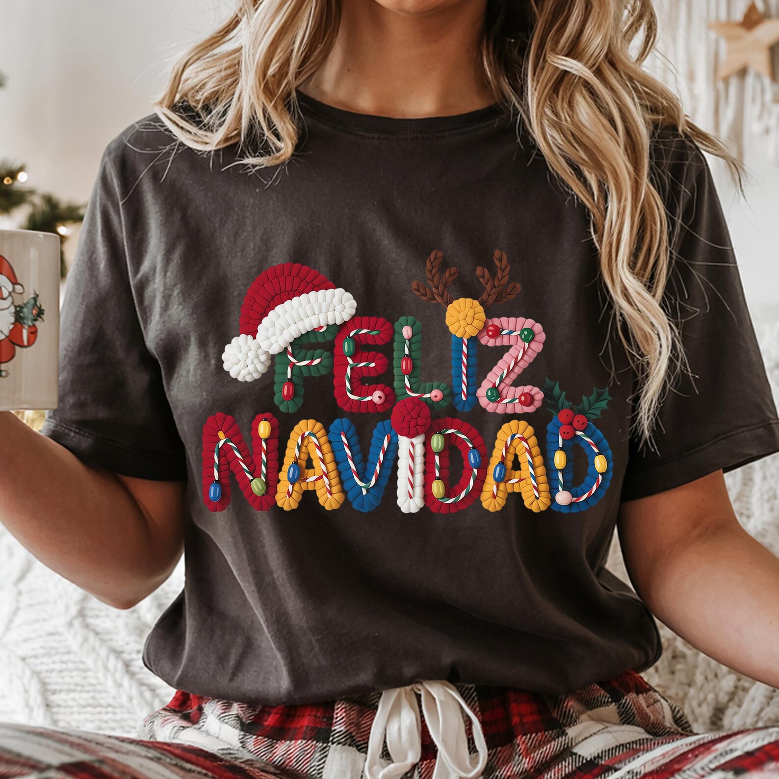 Feliz Navidad Latch Hook PNG, Spanish Christmas Sublimation Design ...