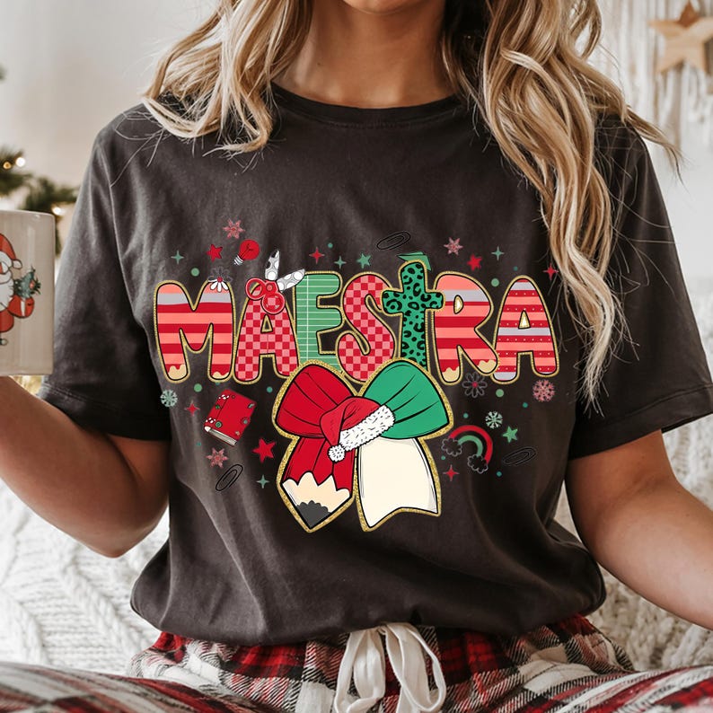 Maestra Christmas PNG, Teacher Christmas Sublimation, Feliz Navidad ...