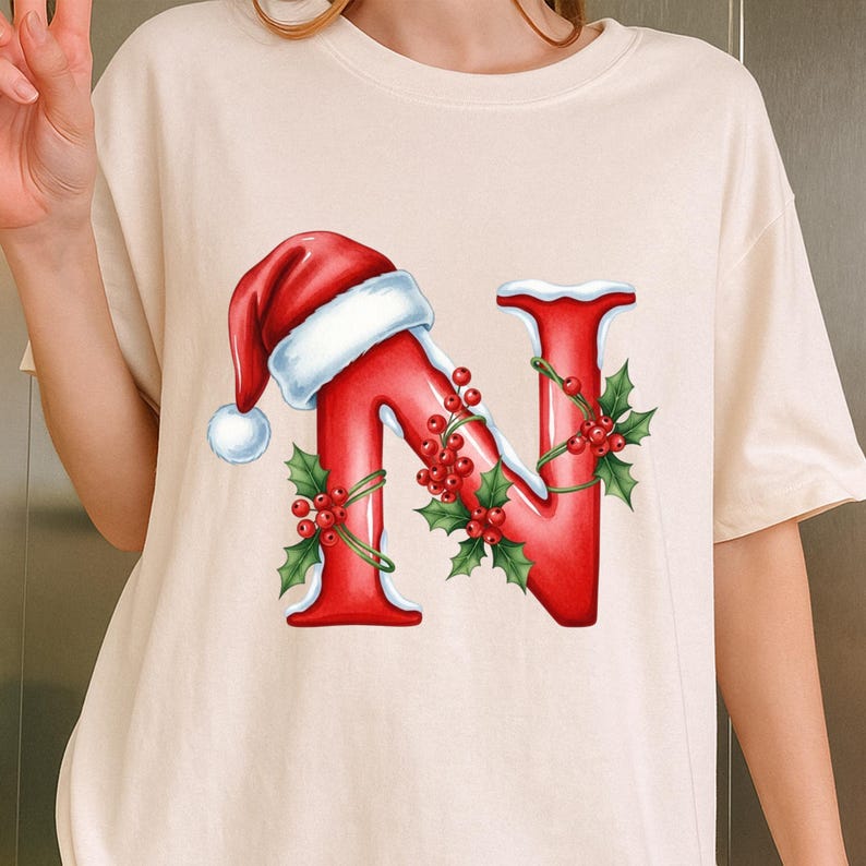 Christmas Santa Hat Alphabet PNG Set, Holiday Clipart (digital Download ...