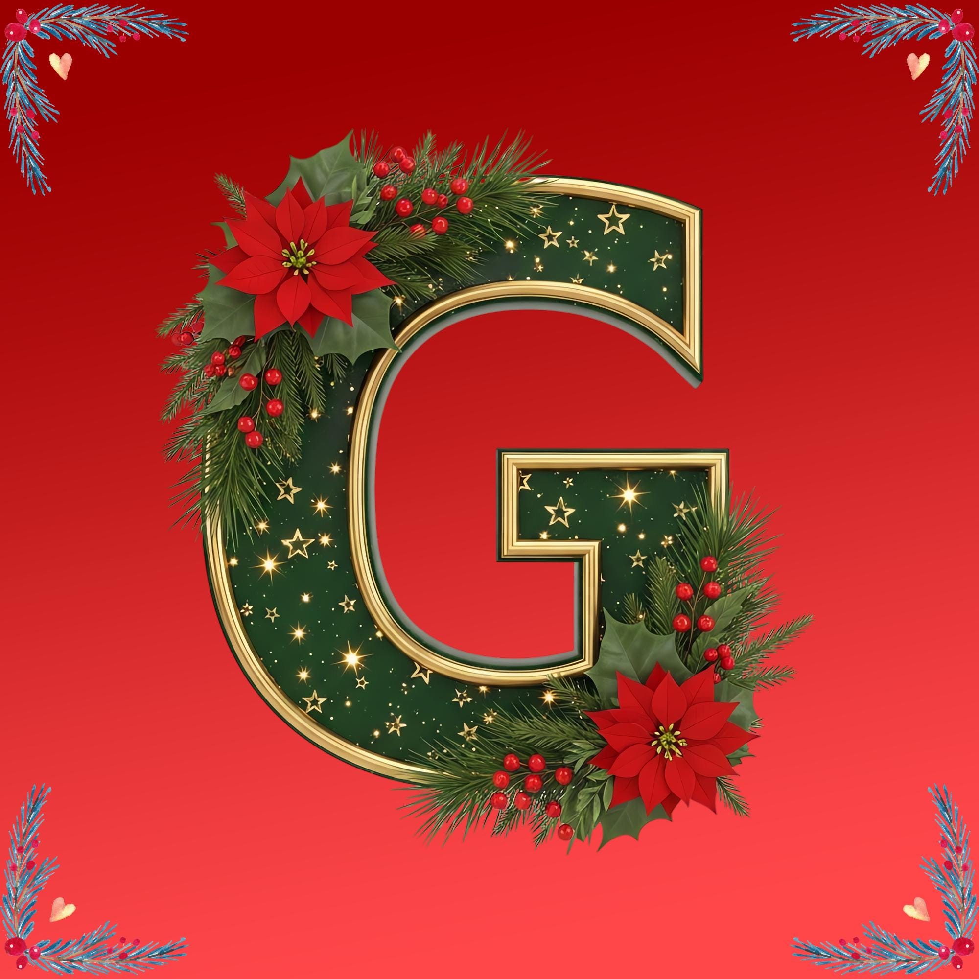 Christmas Poinsettia Alphabet PNG, Holiday Letters Clipart (digital) - Etsy