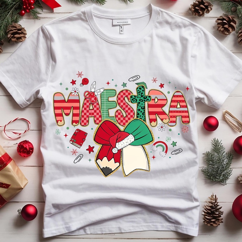Maestra Christmas PNG, Teacher Christmas Sublimation, Feliz Navidad ...
