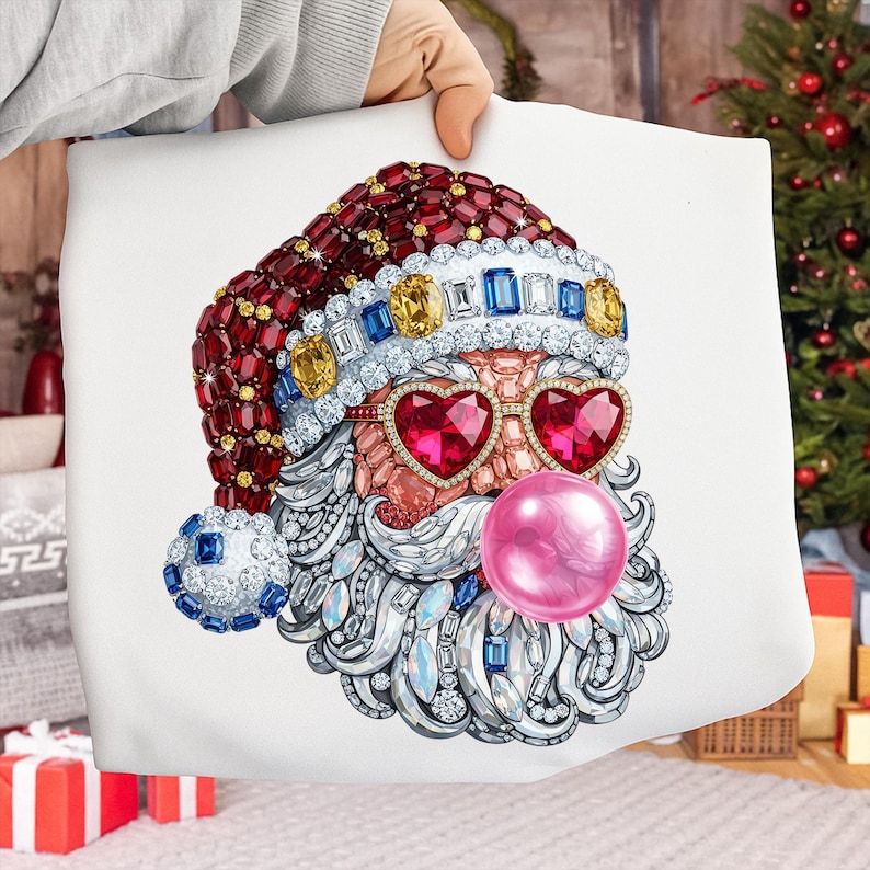 Rhinestone Santa PNG, Glam Christmas Crystal Mosaic Design (digital ...