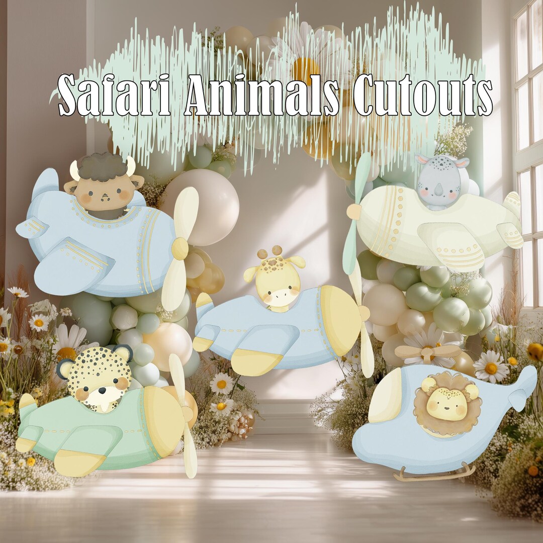 Safari Animals Airplane Cutouts: Adventure Baby Shower Decor - Etsy