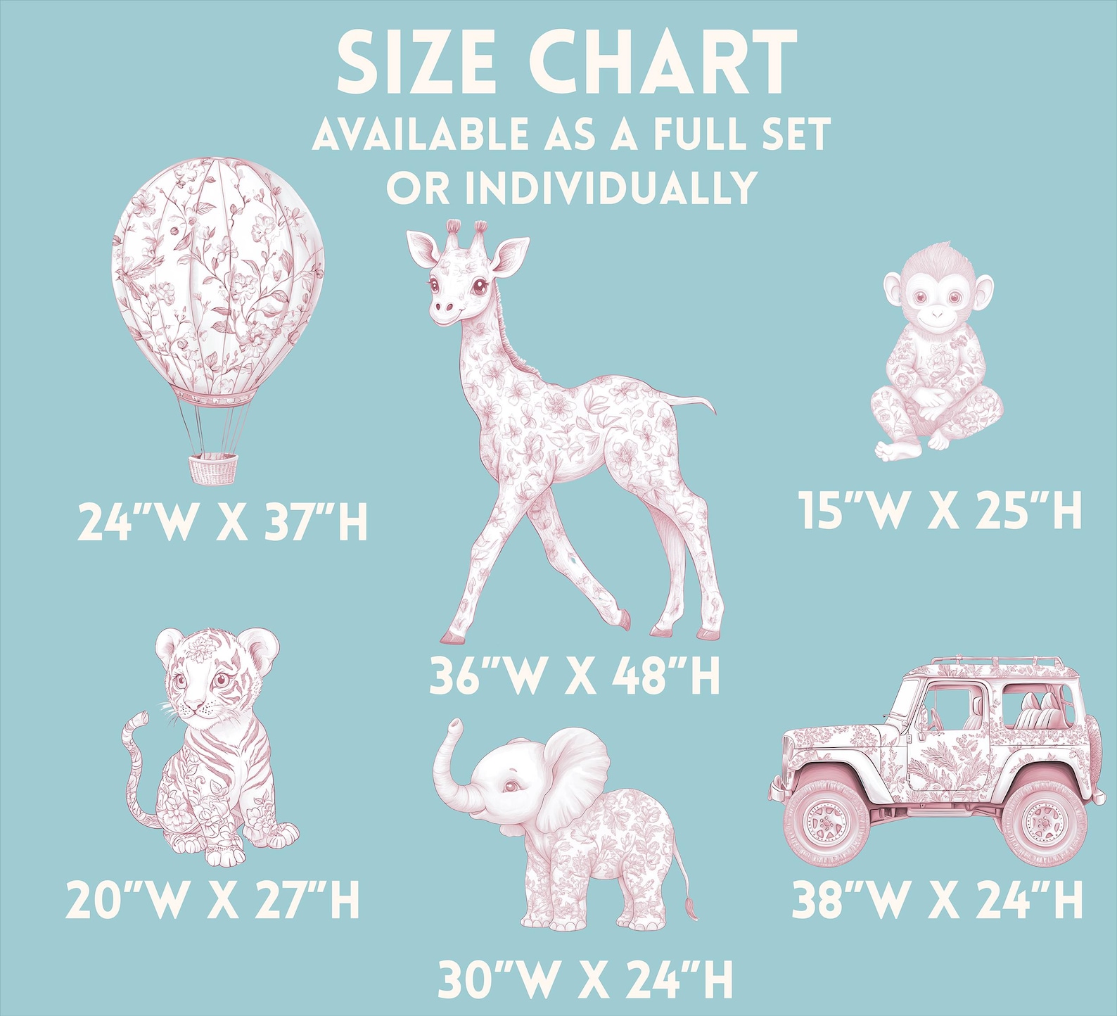 Pink Toile Safari Animals Cutouts: Baby Shower Party Decor - Etsy