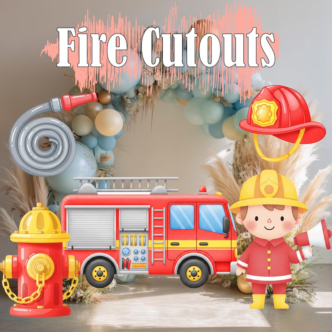 Firefighter Cutouts, Birthday Party Decor, Firetruck, Baby Shower, Baby ...
