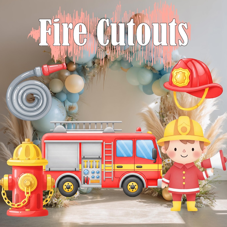 Firefighter Cutouts, Birthday Party Decor, Firetruck, Baby Shower, Baby ...