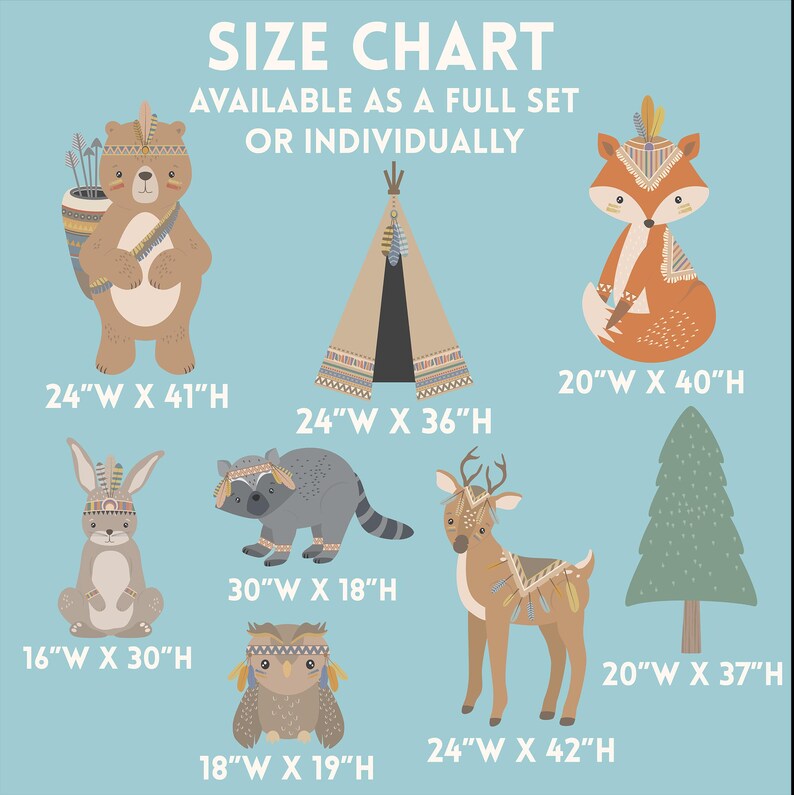 Tribal Woodland Animals Cutouts: Boho Baby Shower Decor, Party ...