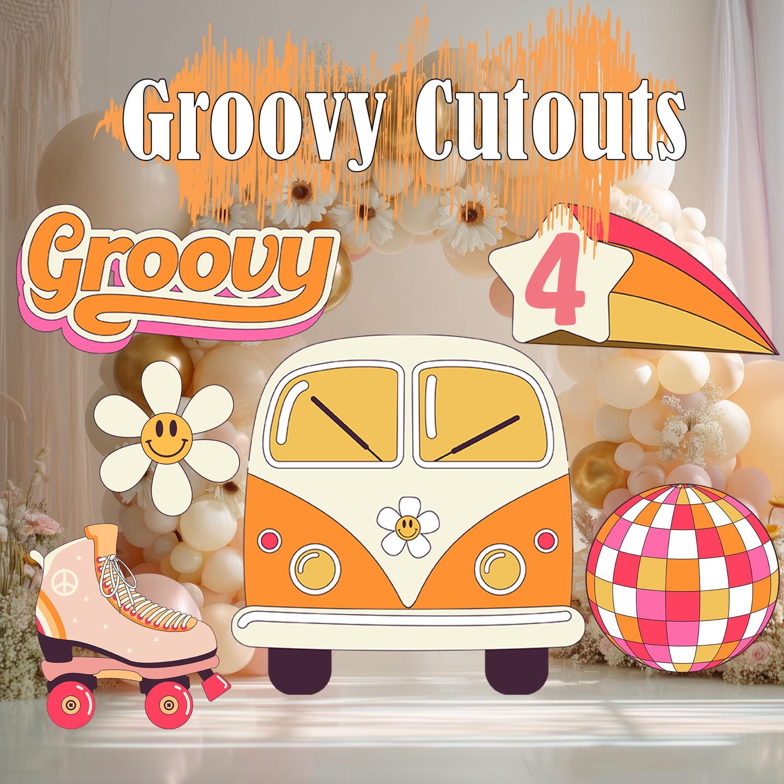 Groovy Party Cutouts, Boho Birthday, Retro Baby Shower Decor, 70s Party ...