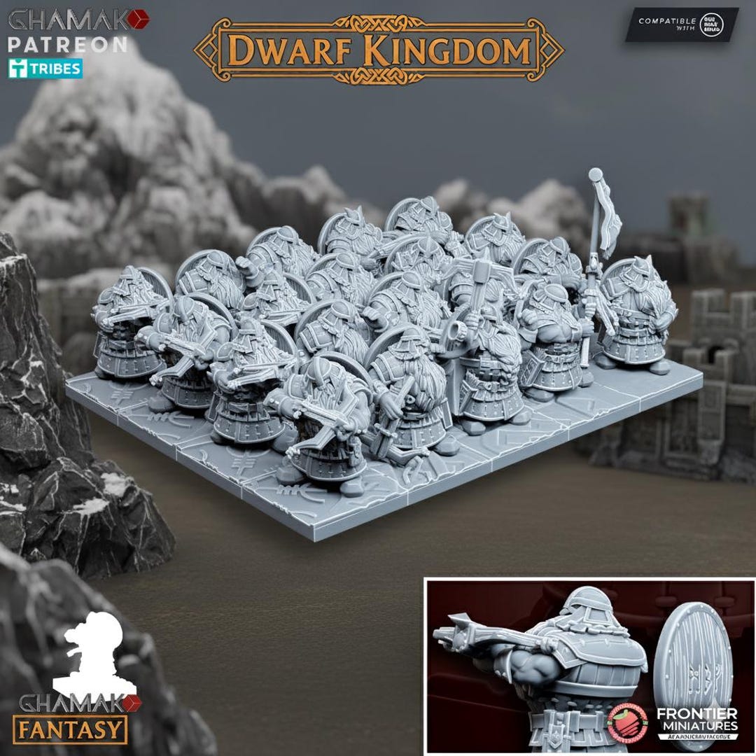 Elite Dwarf Crossbowmen Miniatures / Dwarf Kingdom by Ghamak - 10mm ...