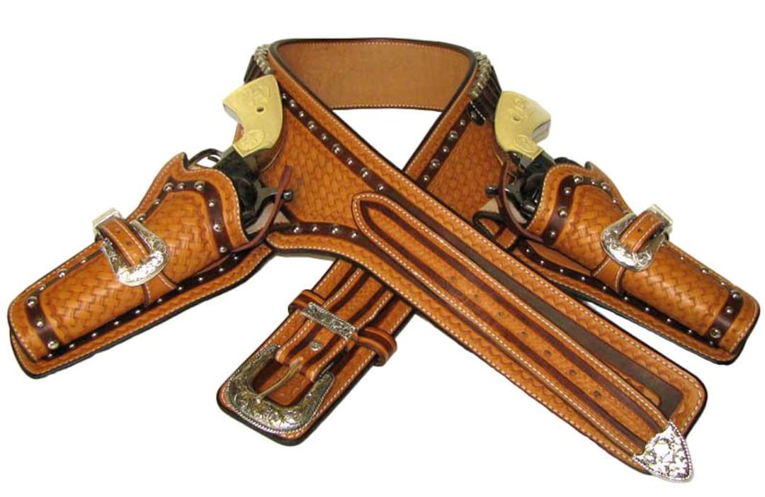 Revolver Holster Belt Western Cowboy Leather Handmade Fit 4 Inch to 6.5 ...