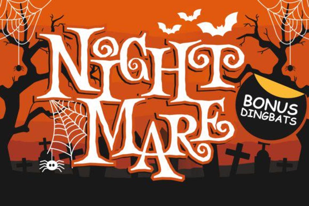 Night Mare Font: Spooky Halloween Display Font With Bonus - Etsy