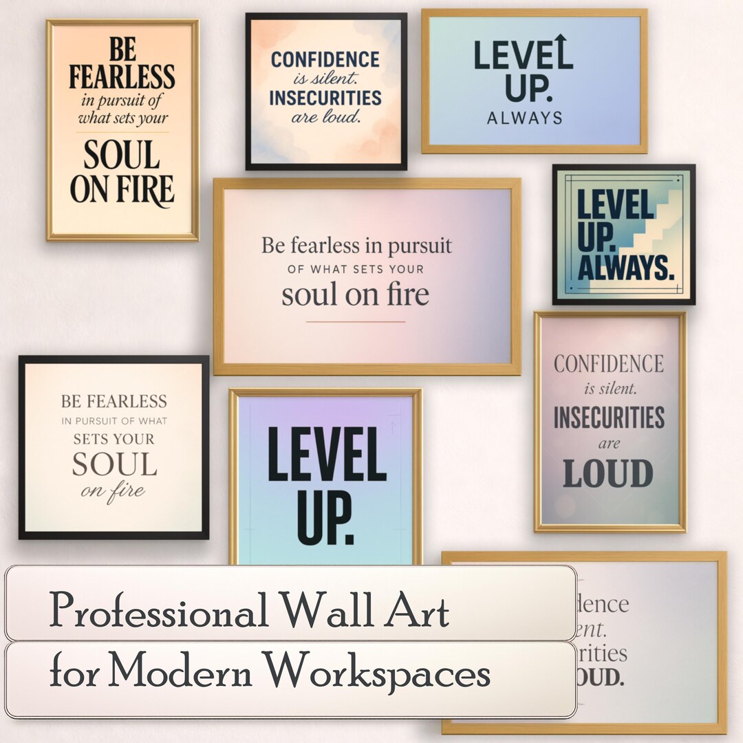 Motivational Office Wall Art Set, Printable Quotes for Modern Workspace ...
