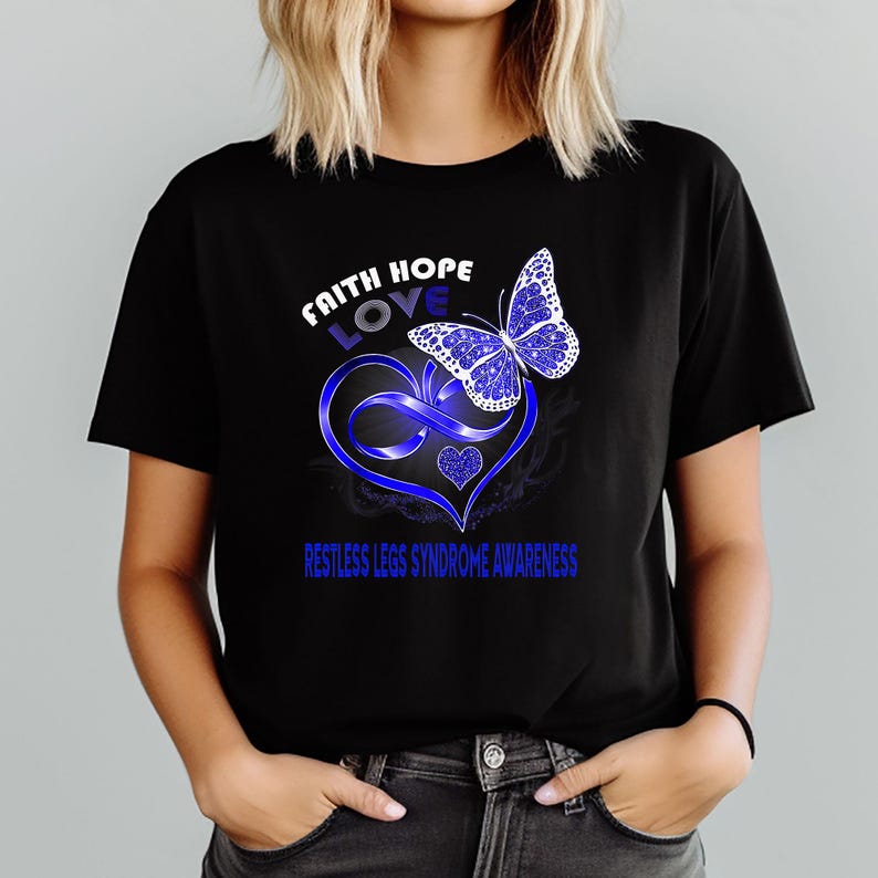 Restless Legs Syndrome Awareness PNG Bundle, RLS Warrior Ribbon, Blue ...