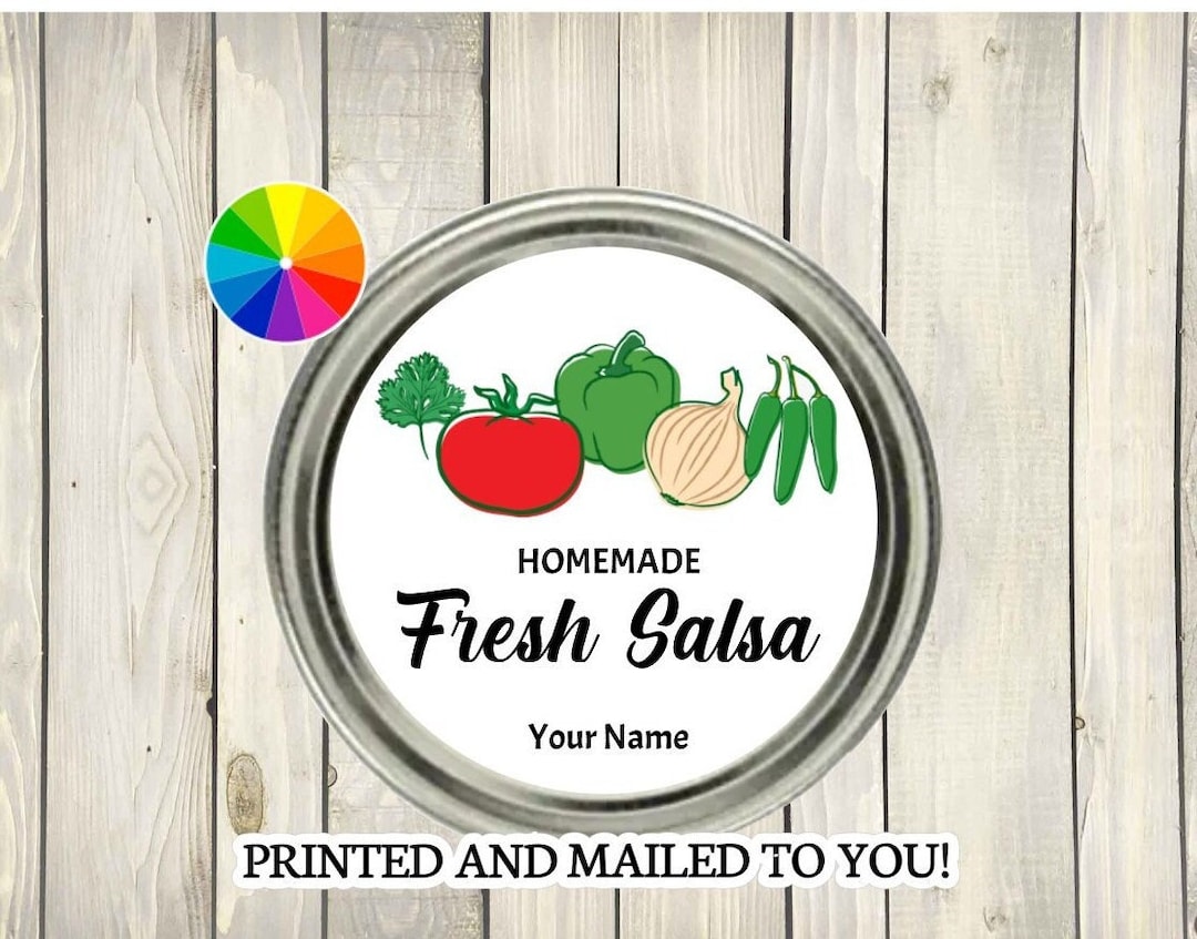 Fresh Salsa Lables, Salsa Canning Custom Sticker Label, Mason Jar Lid ...