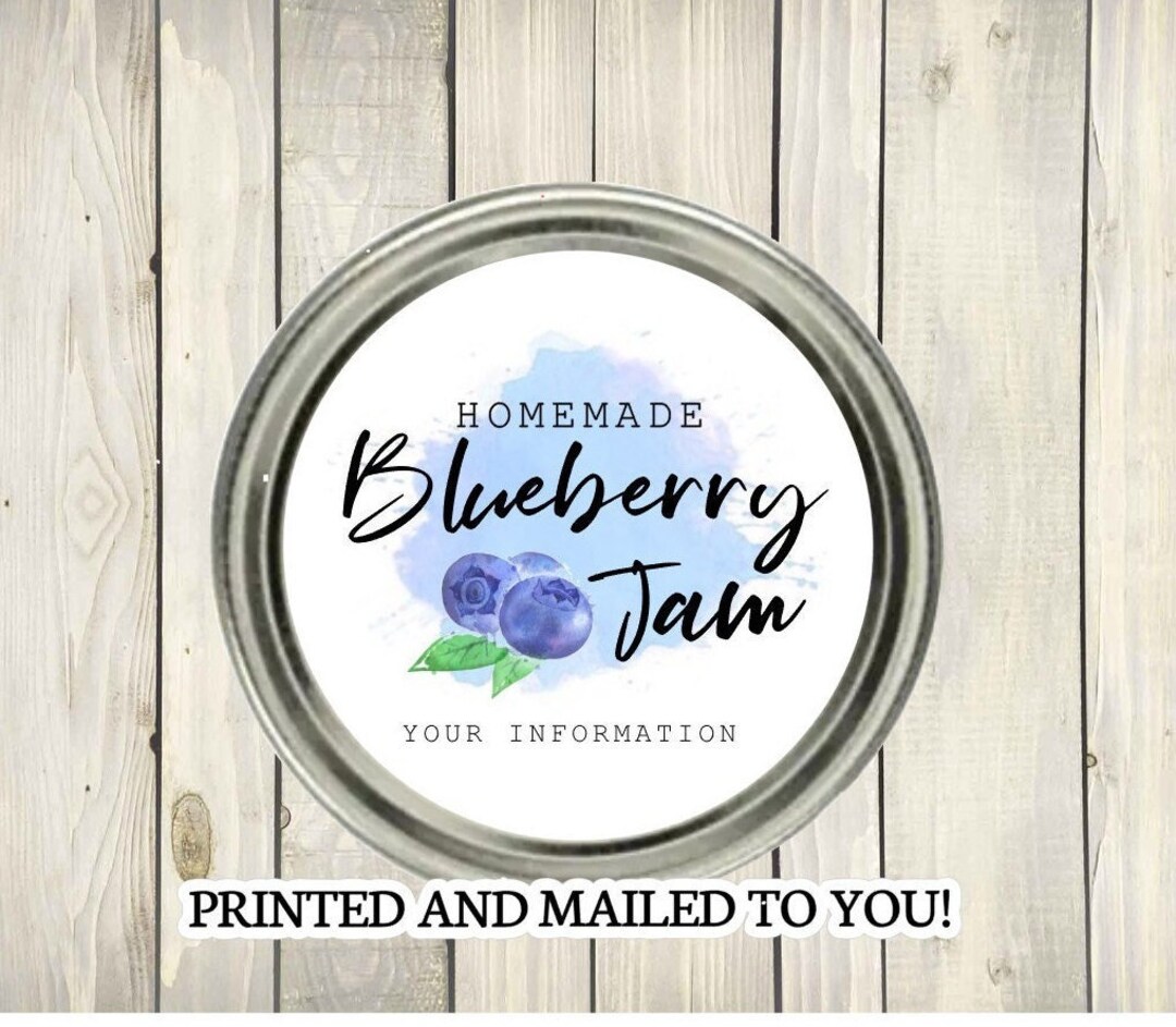 Blueberry Jam Labels, Personalized Jam, Jelly & Preserves, Canning ...