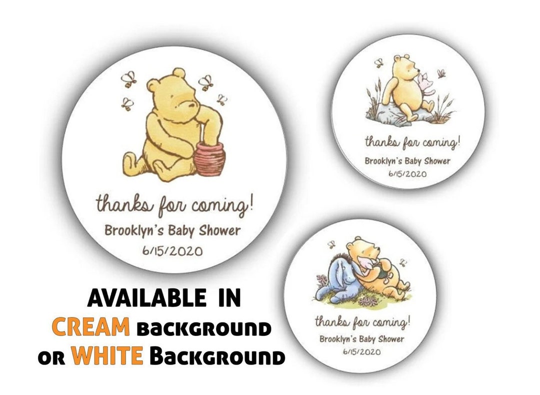 Winnie the Pooh Stickers, Thanks for Coming, Honey Favor, Baby Shower ...