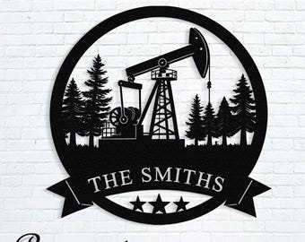 Personalized Metal Name Sign, Custom Oil Field Sign, Oil Rig Welcome ...