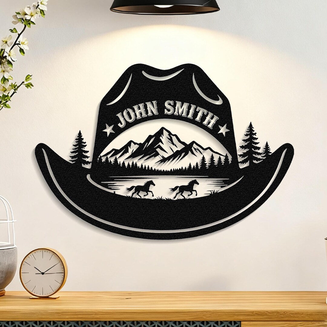 Custom Cowboy Hat Metal Sign, Western Ranch Wall Art - Etsy