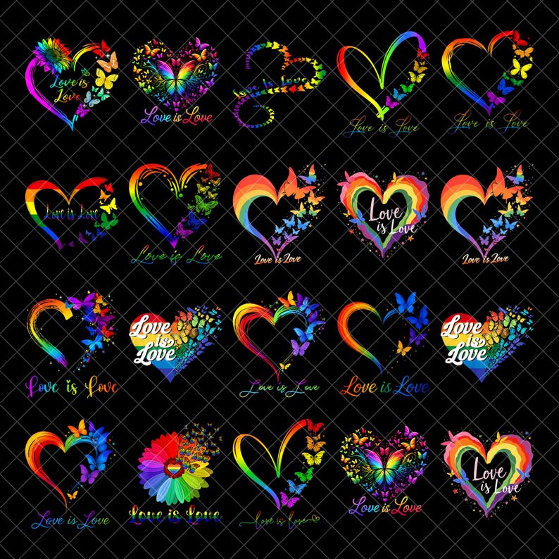 Rainbow Butterfly Pride LGBTQ+ Png Bundle, LGBTQ+ Png, Pride Png, Love ...