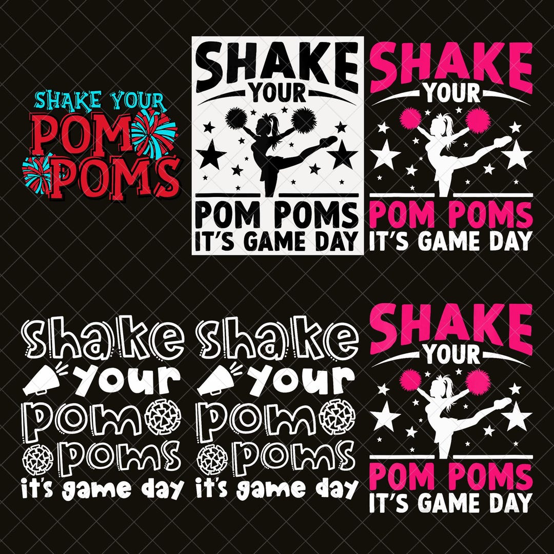 Shake Your Pom Poms It’s Game Day PNG Bundle, Cheerleading Spirit Shirt ...