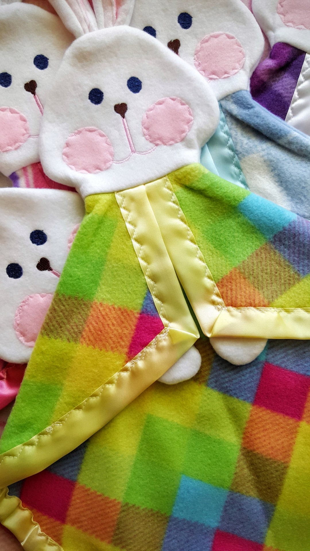 Rainbow Plaid Fisher Price Bunny Puppet Security Blanket Lovey - Etsy