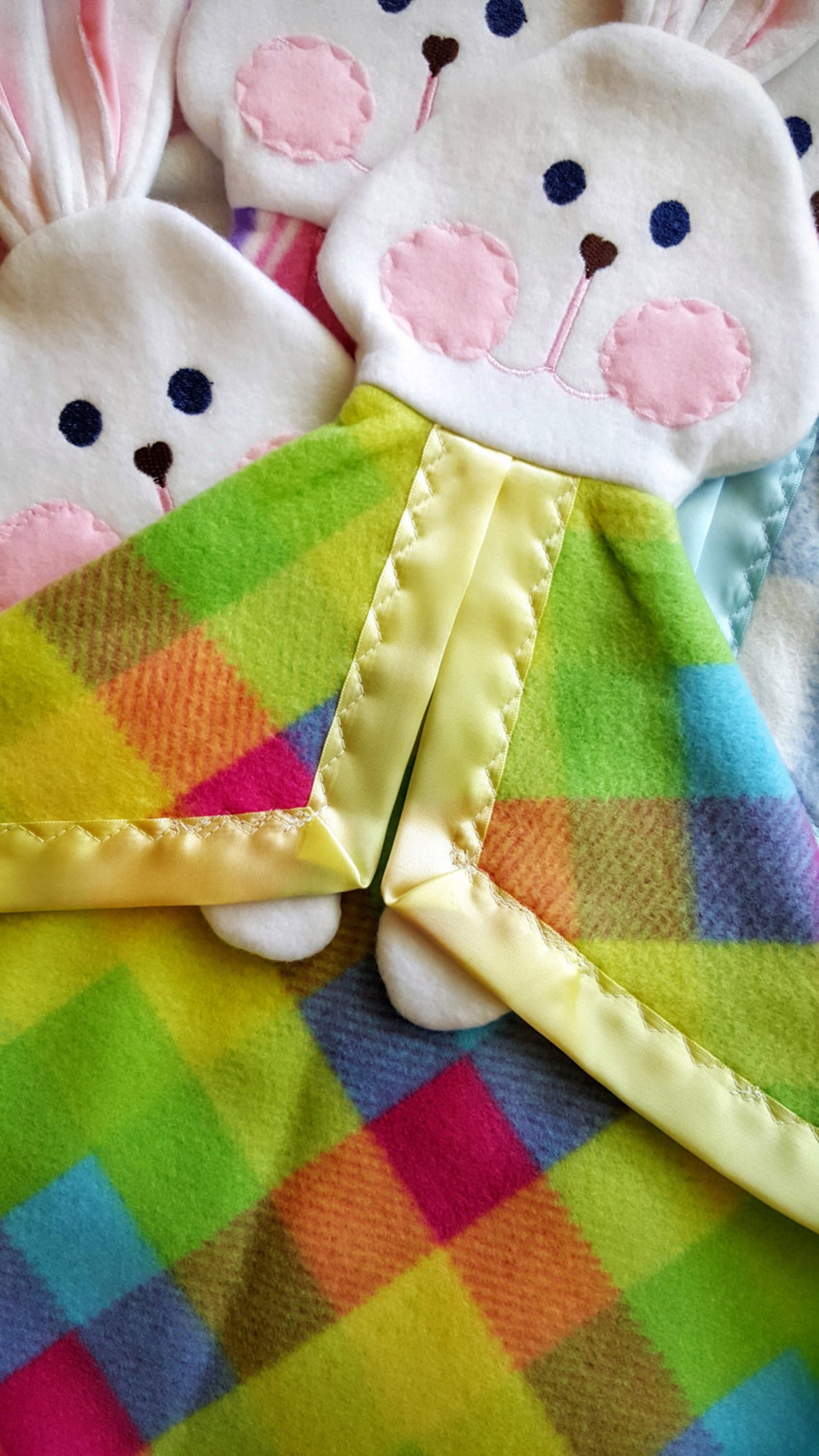 Rainbow Plaid Fisher Price Bunny Puppet Security Blanket Lovey - Etsy