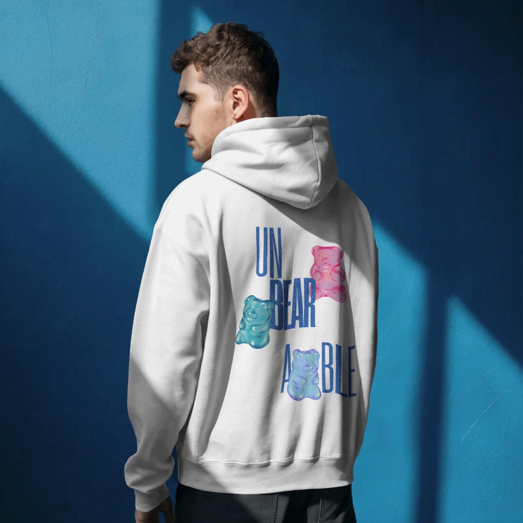 Gummy Bear White Hoodie – Organic Cotton Unisex Sweatshirt, Minimal ...