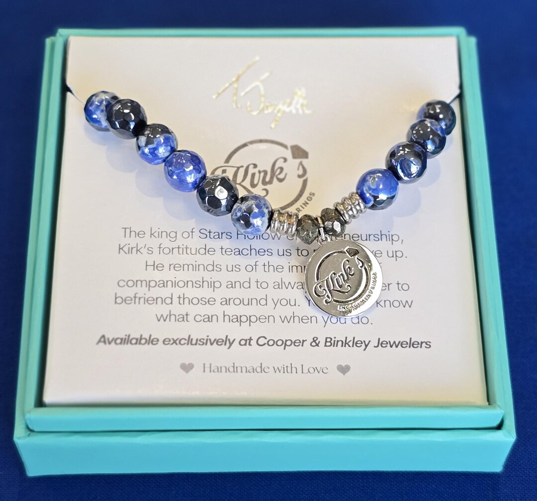Kirk's Engagement Rings Denim Blue Agate Beaded Bracelet With Sterling ...