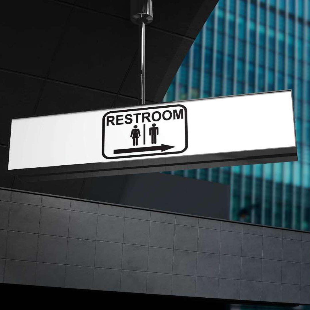 Restroom Sign, Bathroom Directional Sign for Office, Restrooms Vinyl ...