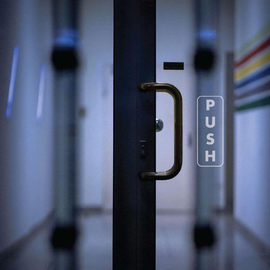 Modern PUSH Door Sign, Weatherproof Vinyl Sticker, PUSH Door Sign ...