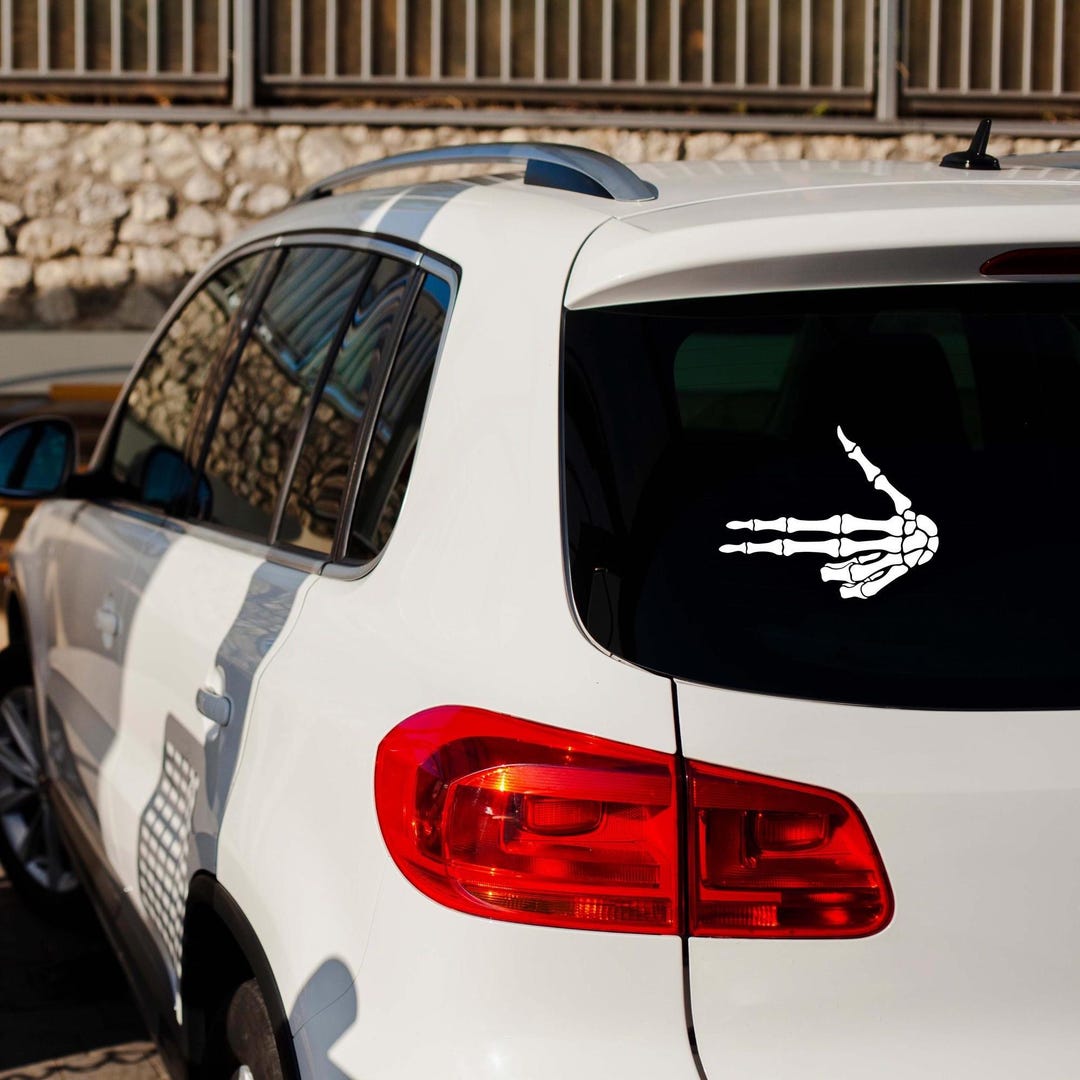 Skeleton Hand Pointing Vinyl Decal, Gothic Car Window Sticker ...