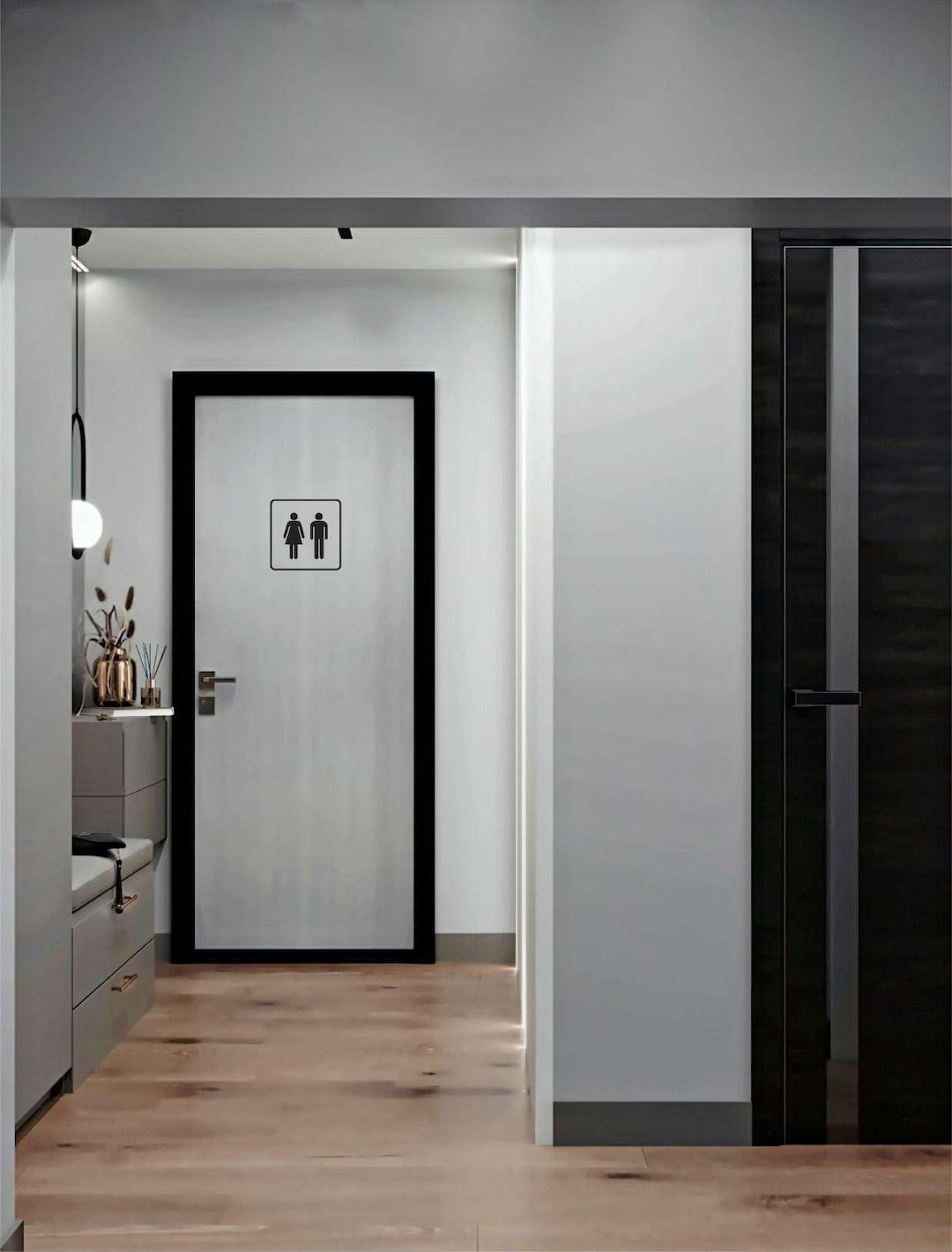Modern Restroom Sign, Basic Men & Women Bathroom Door Sign, Unisex ...