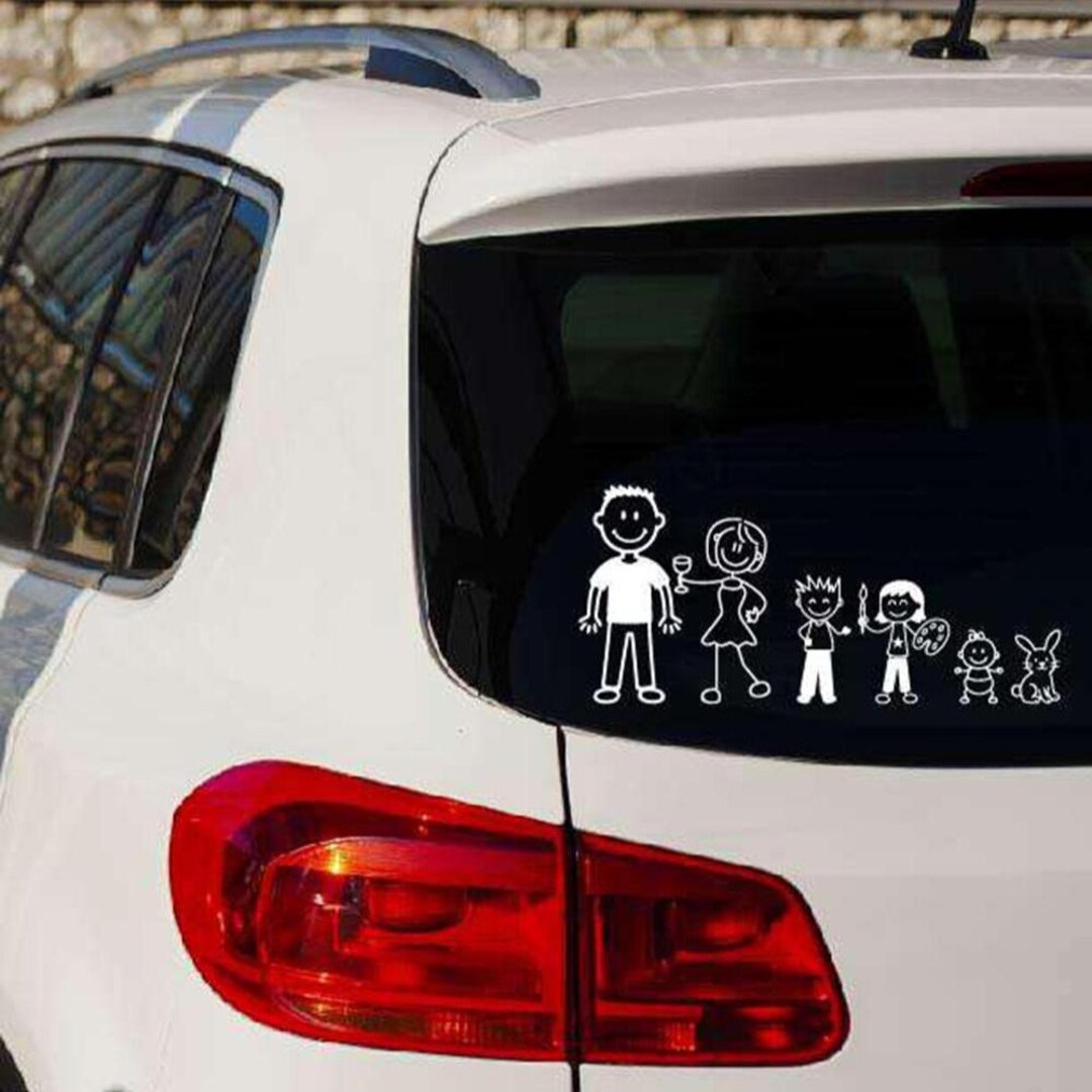 Funny Family Car Window Decal, Stick Figure Family Vinyl Sticker ...