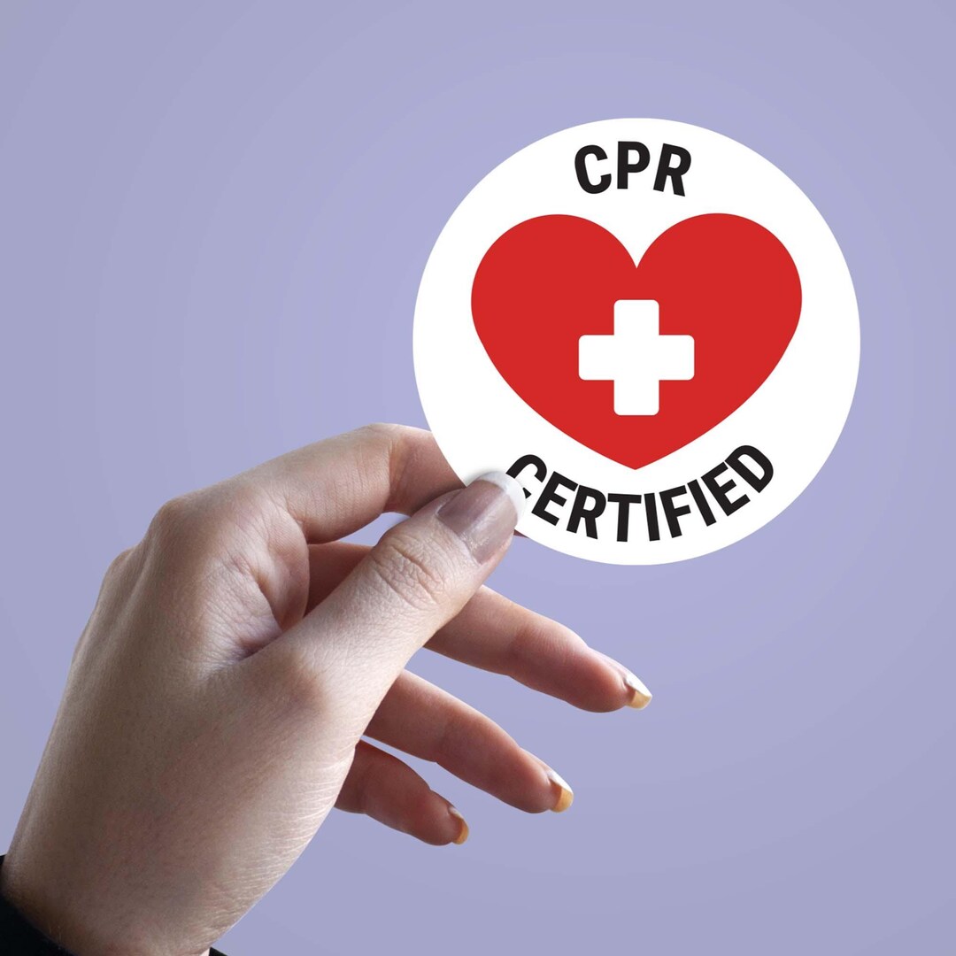 CPR Certified Sticker, CPR Certification Decal, Heart Medical Training ...