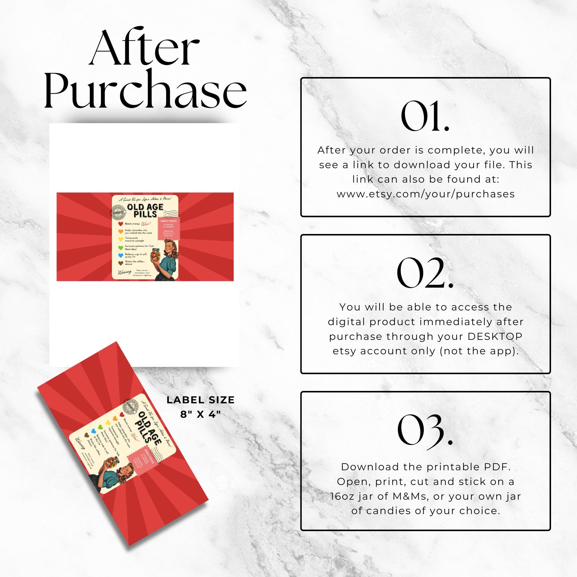 Printable Old Age Pills Label, Retro Funny Gift for Over 50s, Instant ...